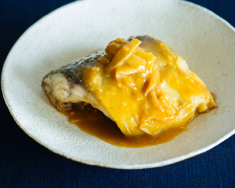 Miso-boiled mackerel, seasonal work of Japanese culinary expert Michiko ...