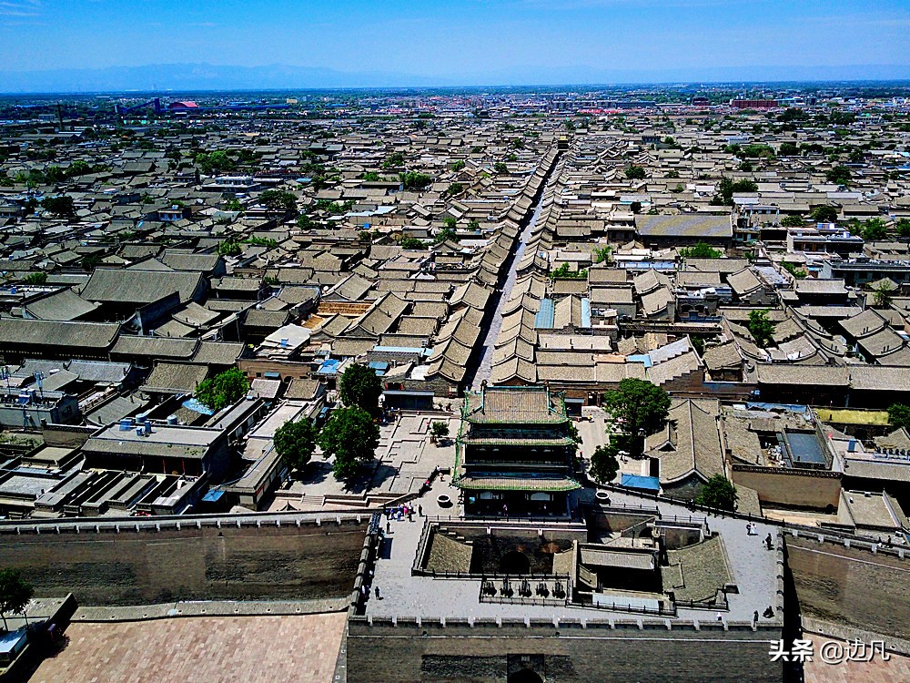 Aerial bird's eye view of the ancient city of Pingyao - iMedia
