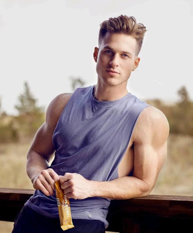 Nick Sandell, a young muscular male model, has a sturdy figure, well ...