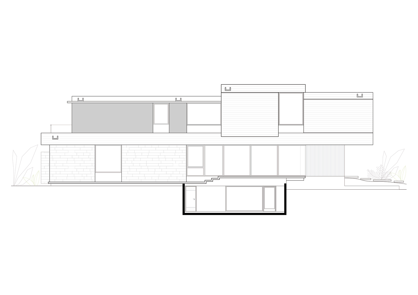 Villa design: an L-shaped mansion of 450 square meters, a large mansion ...