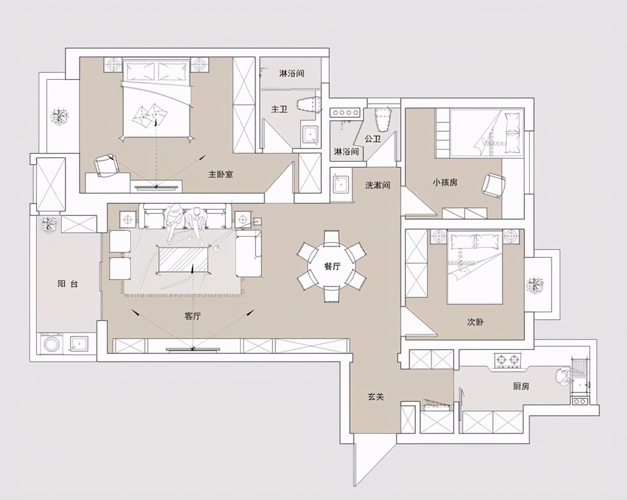The American style of 118 square meters, the living room is beautiful ...
