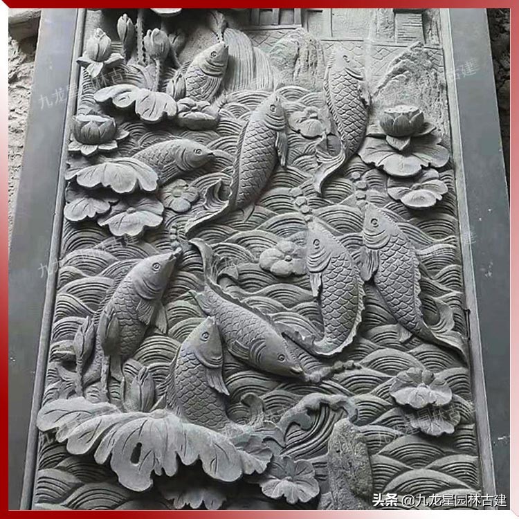 Carp carving fish play lotus fish relief works picture - iMedia