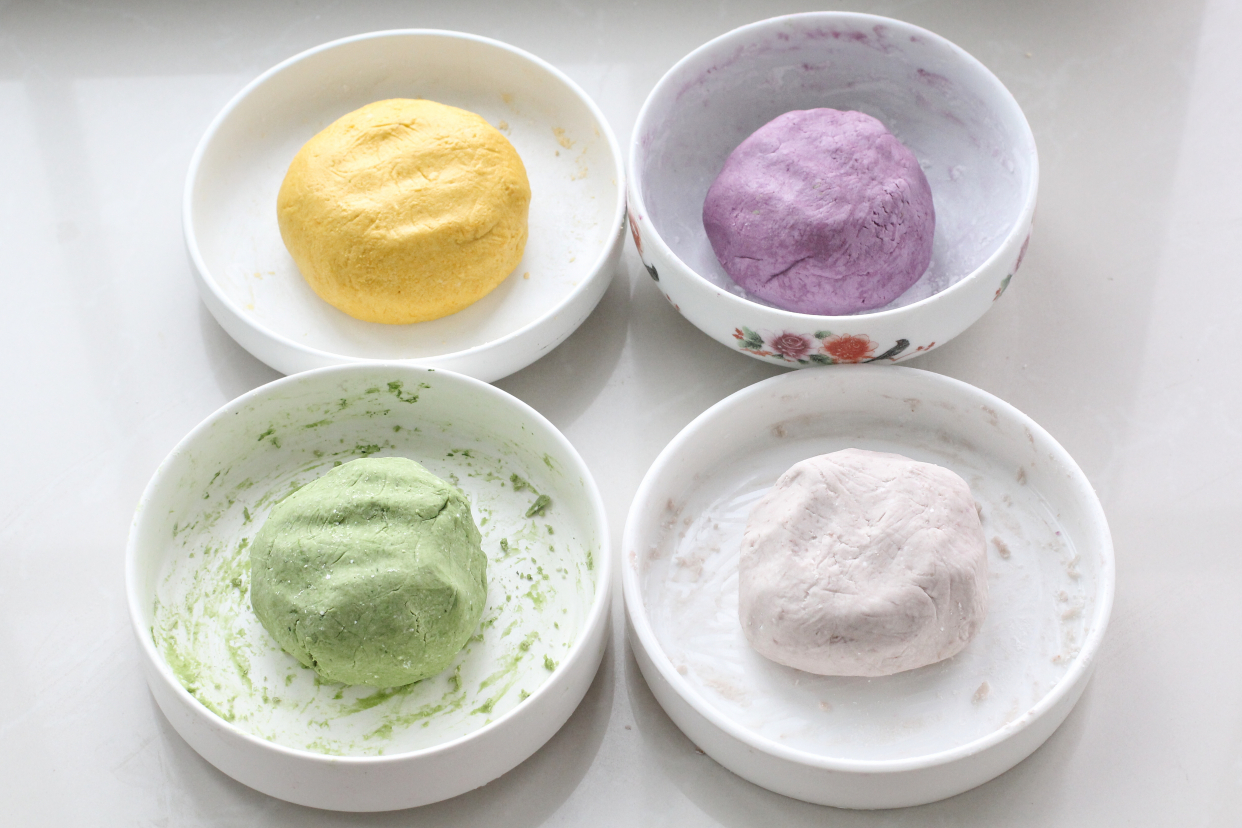 Homemade handmade taro balls, four colors with zero added, Q bombs are ...