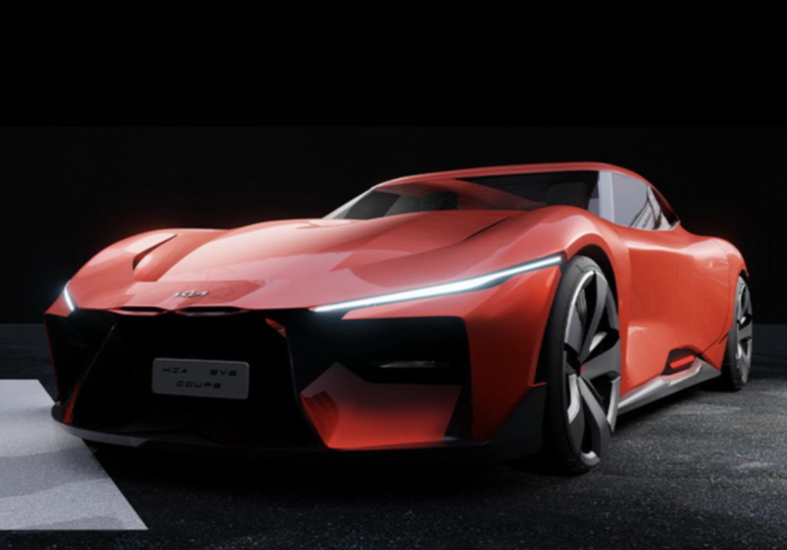 The new Kia sports car concept image exposes the rimless door and the ...