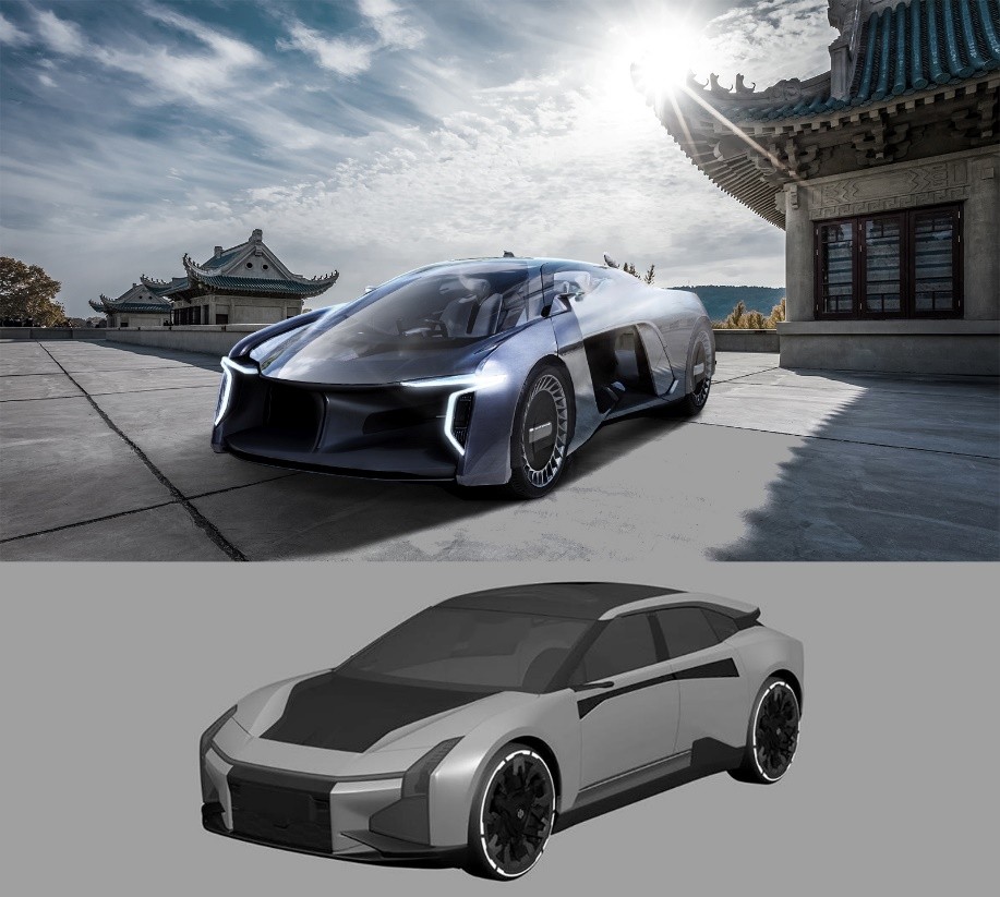 High-tech next-generation concept car patent drawing design is more ...