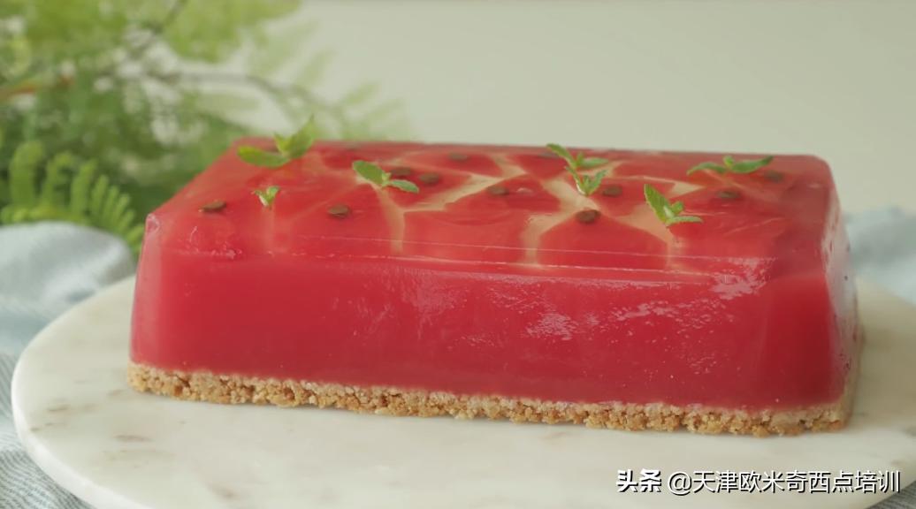 New summer item, watermelon jelly cheese milk brick, easy to reproduce ...