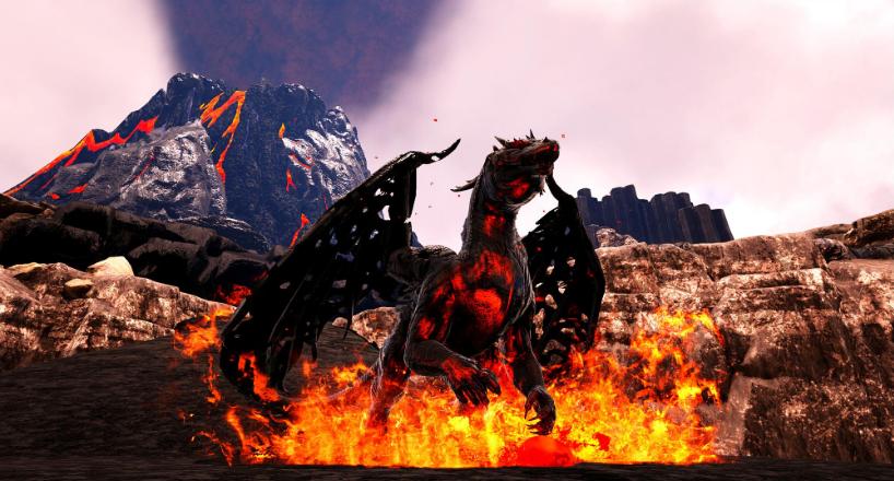 The anchor of "Ark Survival Evolved" battles the fire-breathing dragon ...