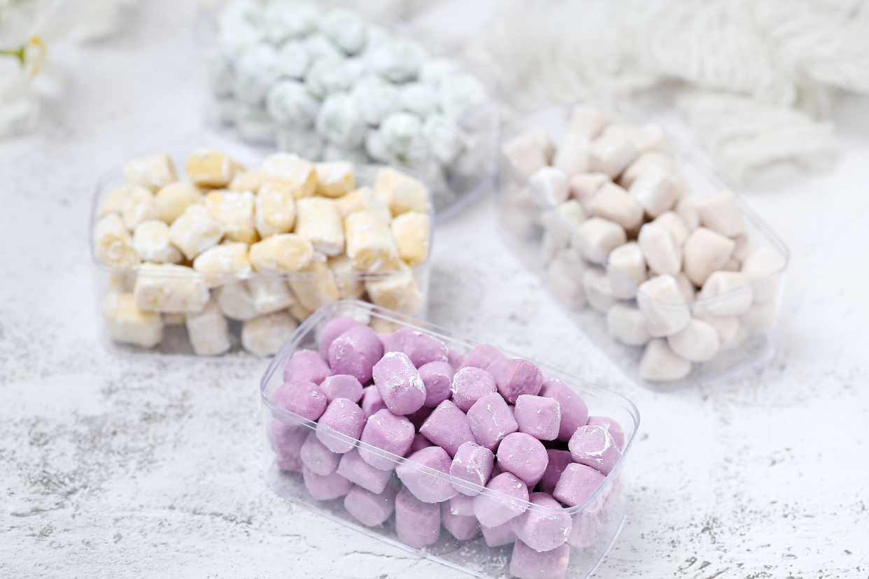 Homemade handmade taro balls, four colors with zero added, Q bombs are ...