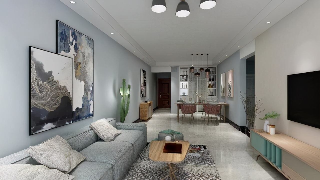 The 93-square-meter three-bedroom apartment is designed in Nordic style ...