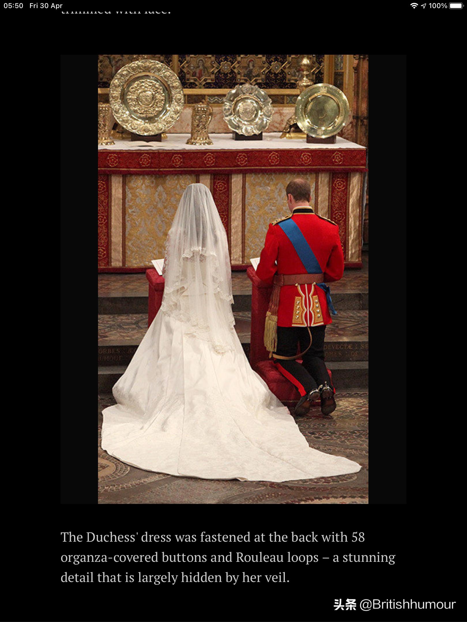 Kate's wedding dress, multi-faceted and multi-angled, with the front ...