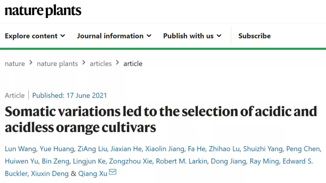 Discovered somatic mutations that affect the sourness of sweet orange ...