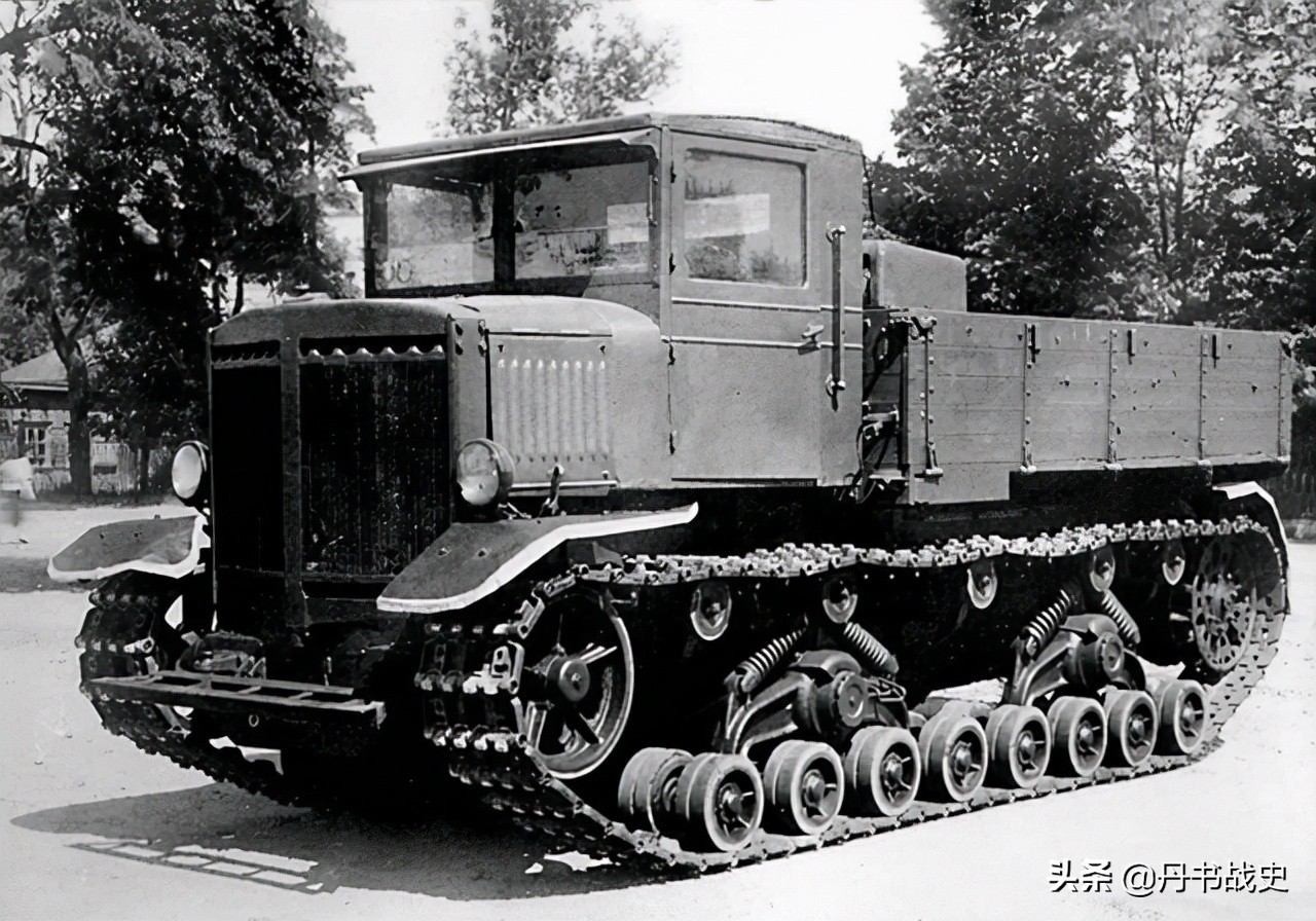 Soviet Voroshilov artillery tractor, specially equipped for towing ...