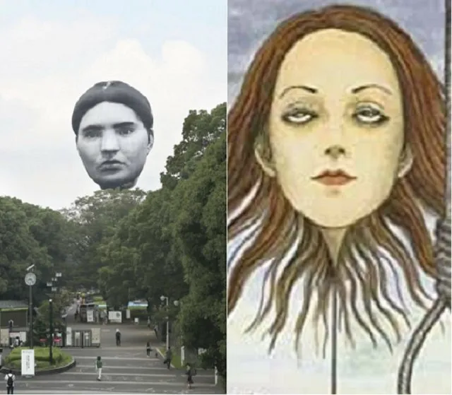 A giant "head balloon" floats over Tokyo with luminous light. Is this ...