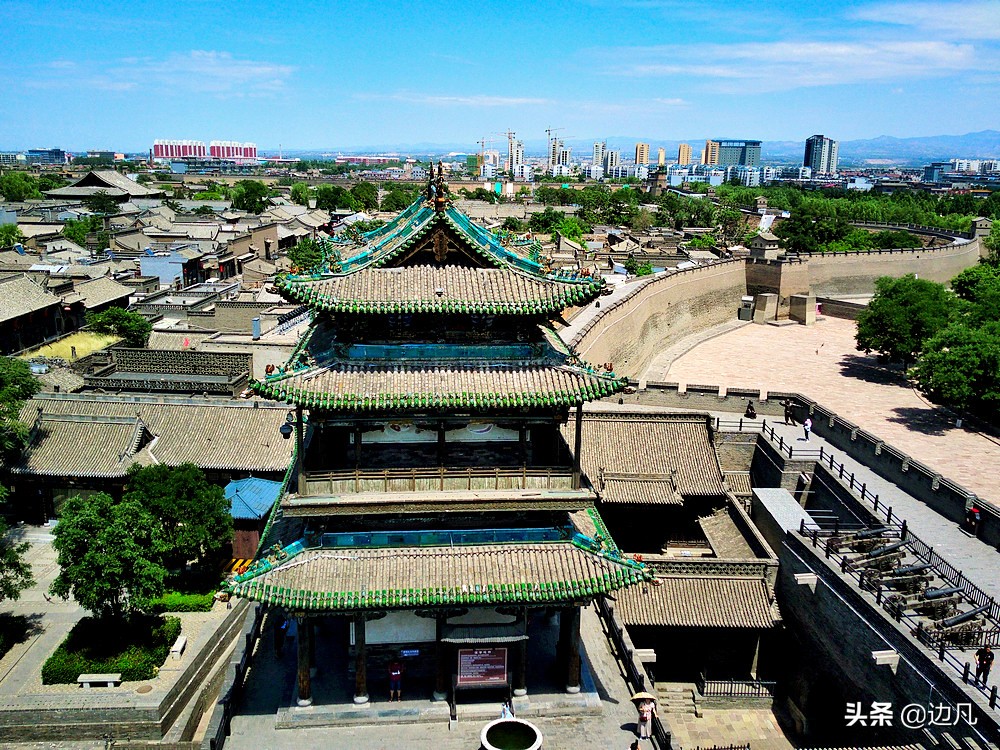 Aerial bird's eye view of the ancient city of Pingyao - iMedia