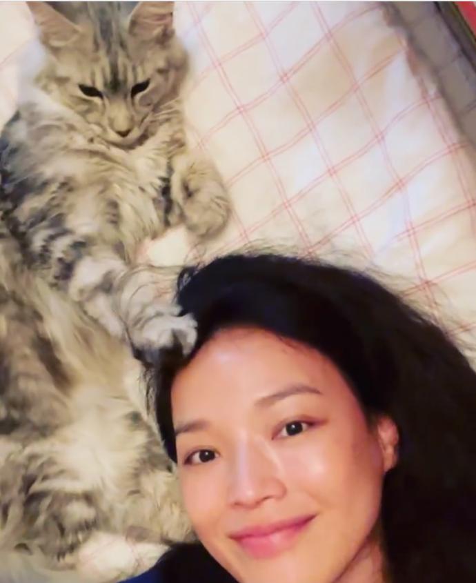 45-year-old Shu Qi teased a cat but was ignored. She appeared without ...