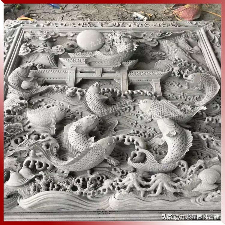 Ancestral Temple Mural Picture Fish Leaping Dragon Gate Relief Stone ...
