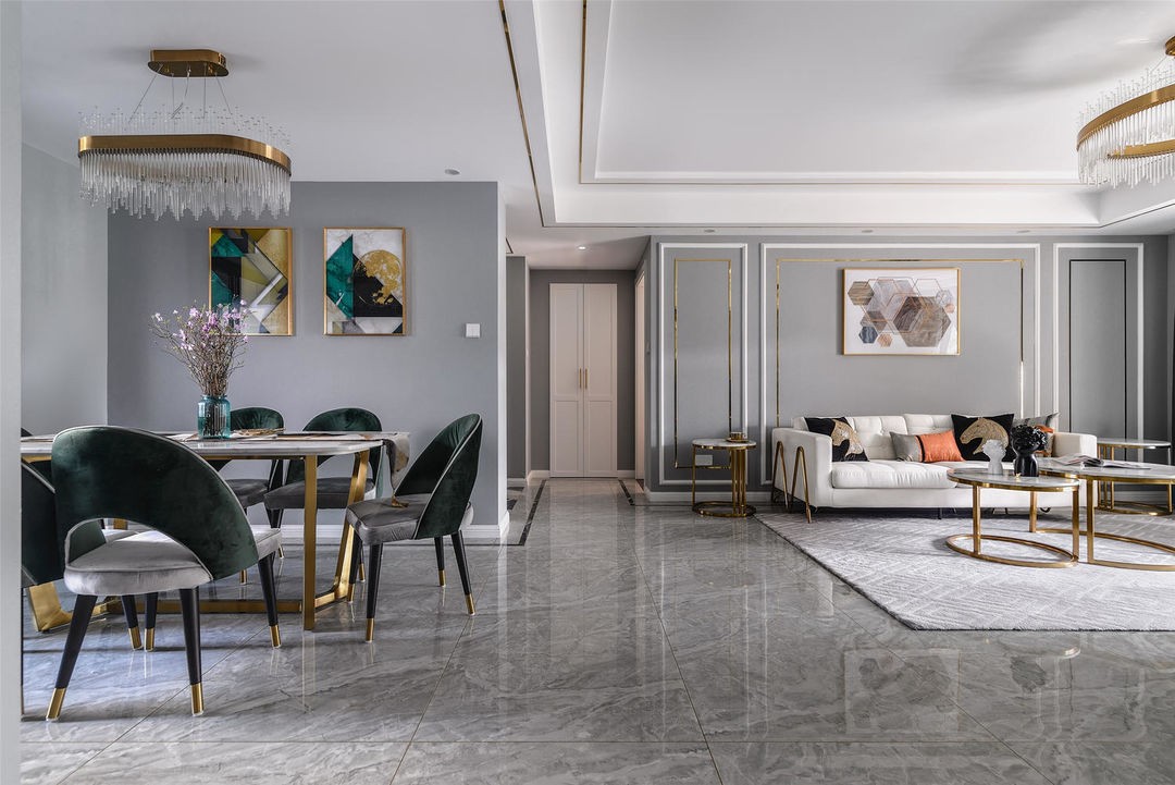 128-square-meter modern light luxury home, the entrance is very ...