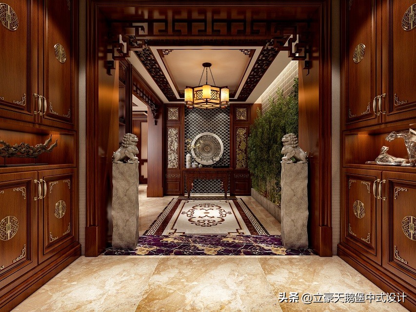 Villa mansion design: stunning debut of Chinese style entrance hall ...