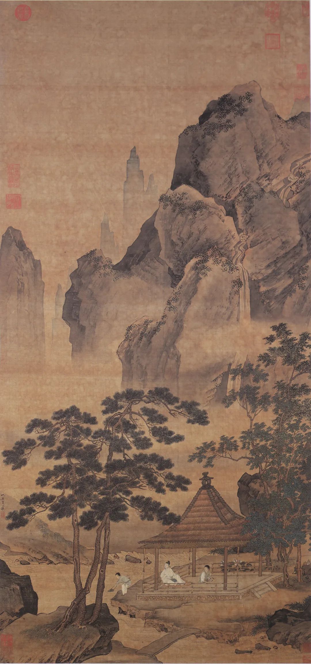 Yayun.com---Qiu Ying in Ming Dynasty "Pine Pavilion trying the spring ...