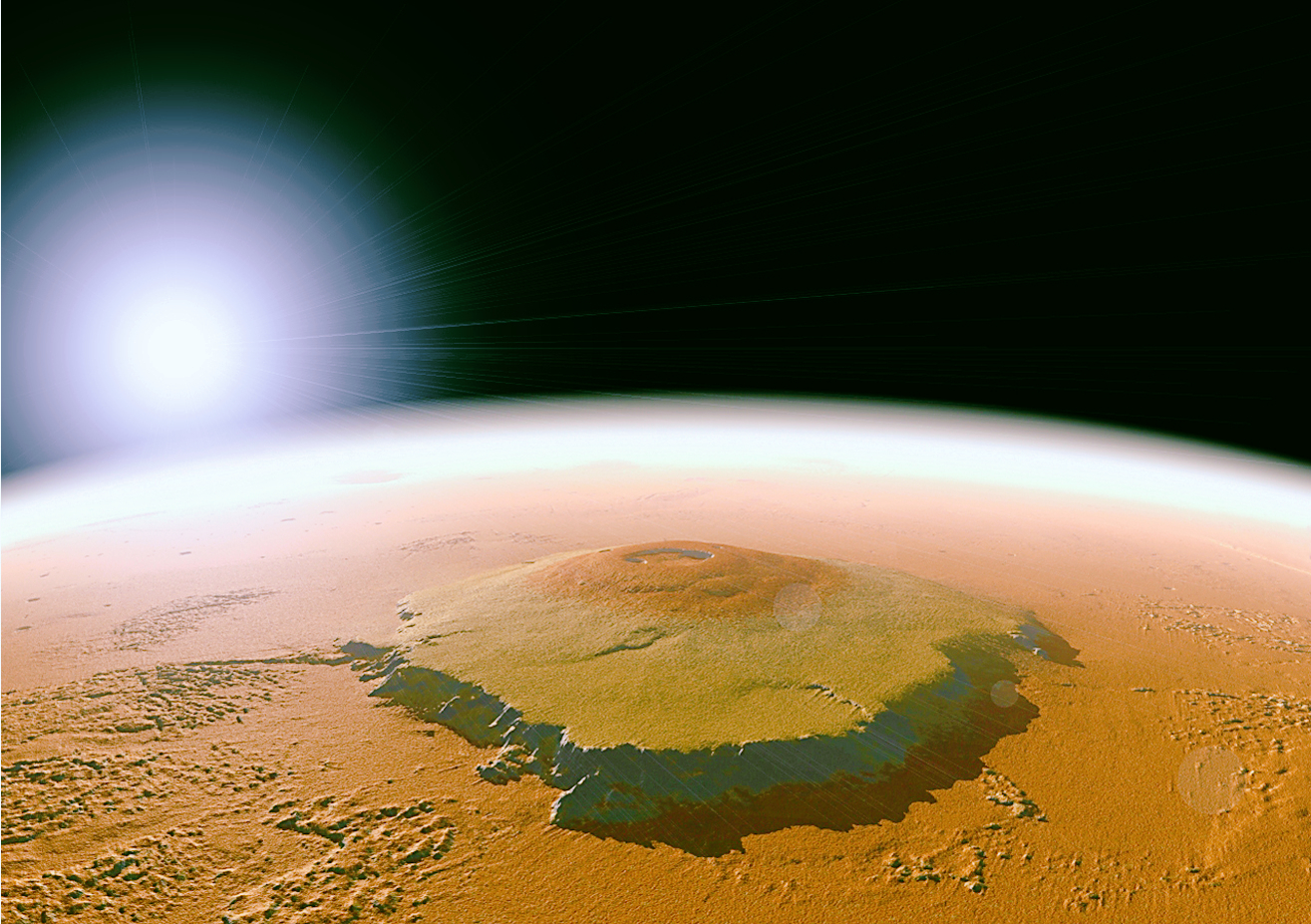 Mount Everest is 8,848 meters, and the height of Mars is 21,000 meters ...