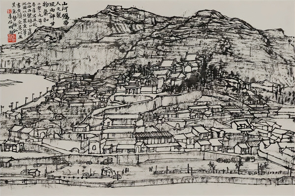 Artist Li Shiming's work "Sketch of Qikou Ancient Town" was collected ...