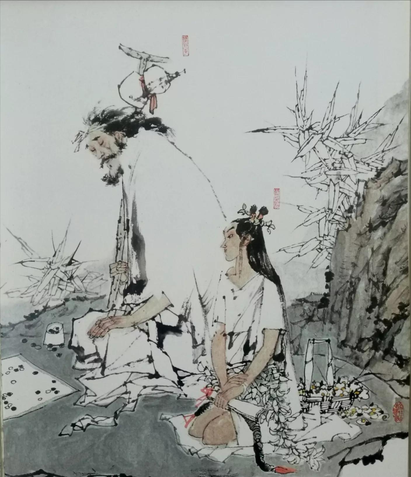 Chinese famous Chinese painter Ma Hansong ink figure painting - iMedia