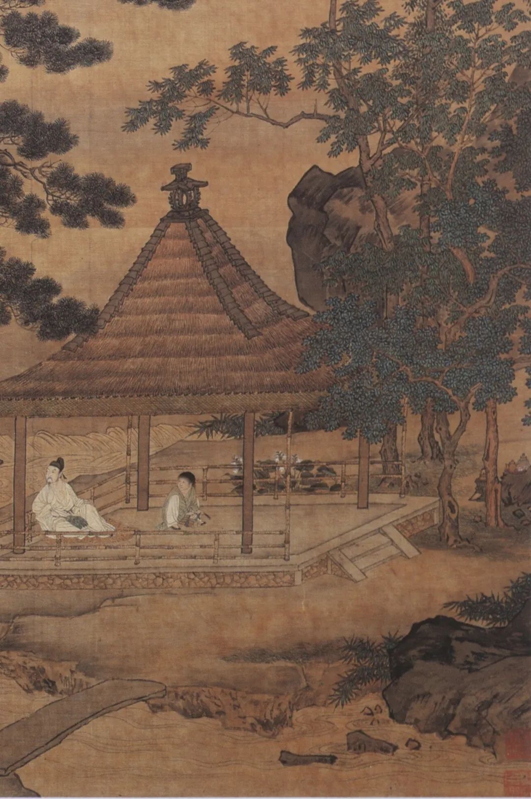 Yayun.com---Qiu Ying in Ming Dynasty "Pine Pavilion trying the spring ...