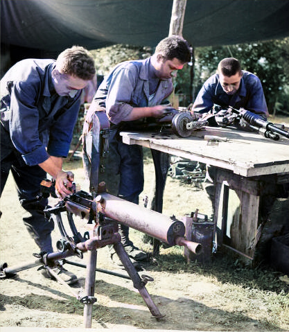 The classic design of the old water tank, the US Browning M1917 water ...